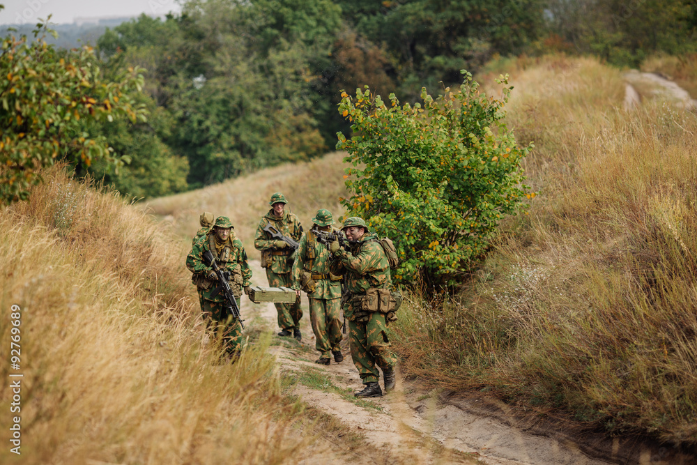 Russian special forces operator in the battlefield with a rifle Stock ...