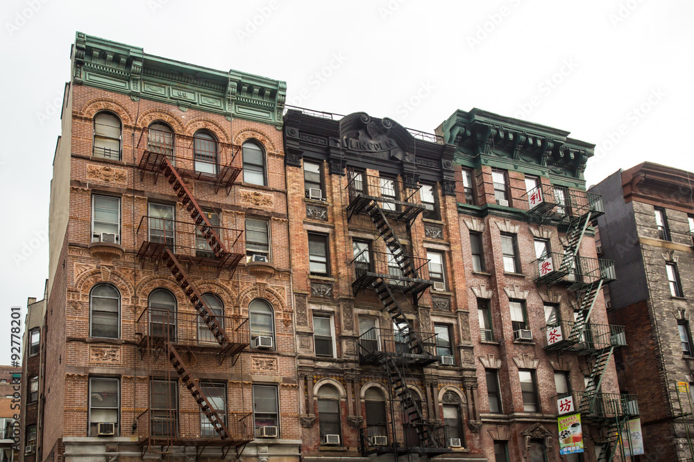 Example of old style tenement apartment building from Chinatown in ...