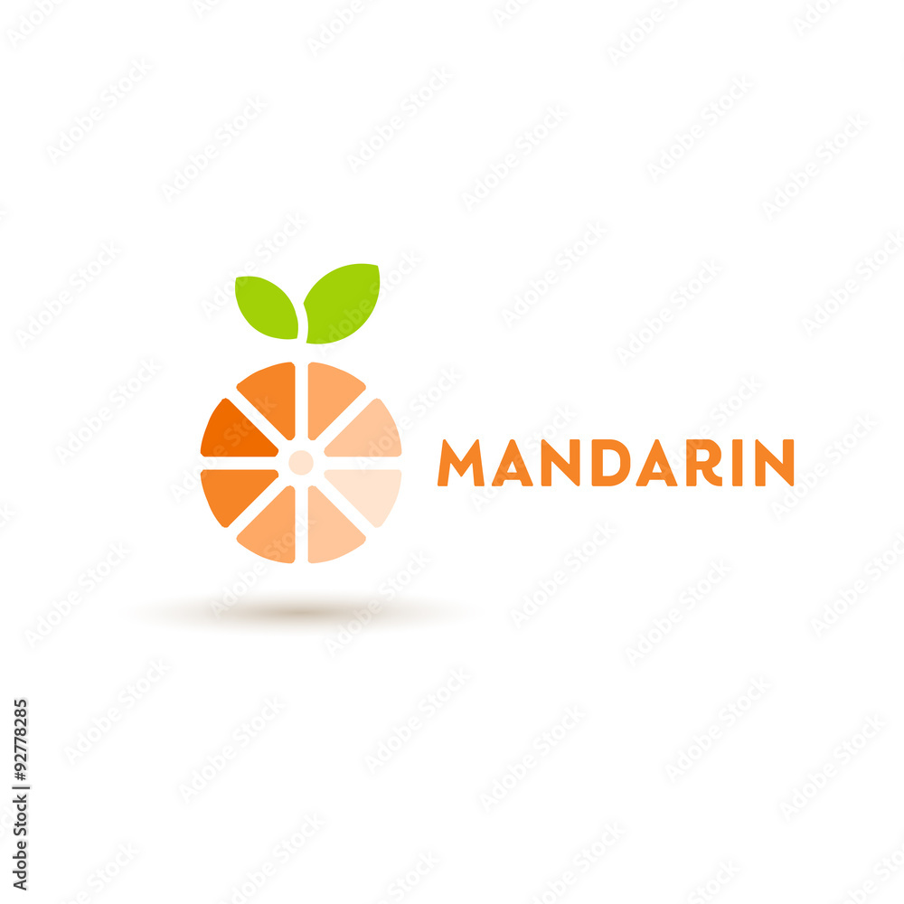logos mandarin orange flat design vector illustration icon Stock Vector ...