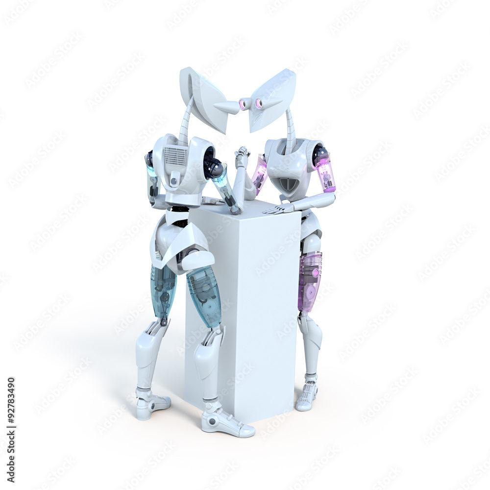Arm Wrestling Robots Stock Illustration | Adobe Stock