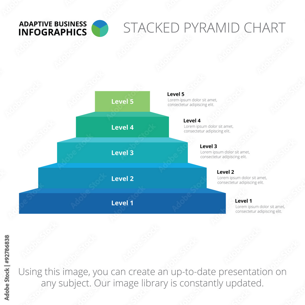 Stacked pyramid chart template 5 Stock Vector | Adobe Stock