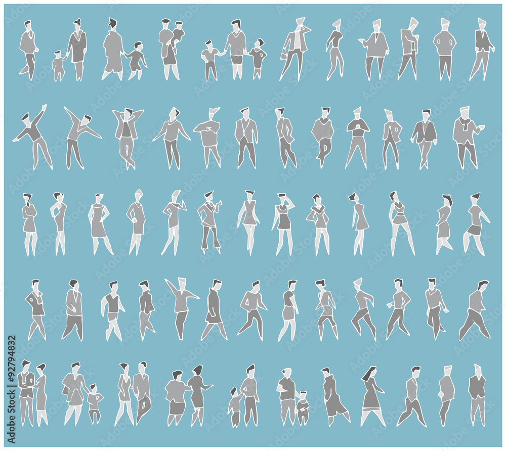 Stylish silhouettes of people of different professions and ages. 71 of ...