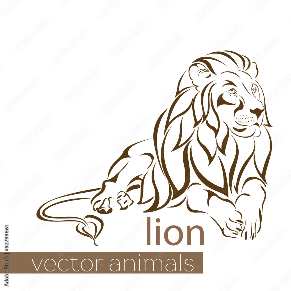 Collection of animal vector. Lion. Stock Vector | Adobe Stock
