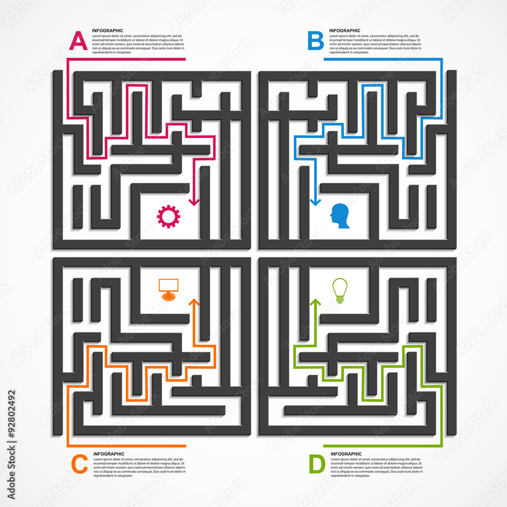 Labyrinth infographic concept. Design template. Stock Vector | Adobe Stock