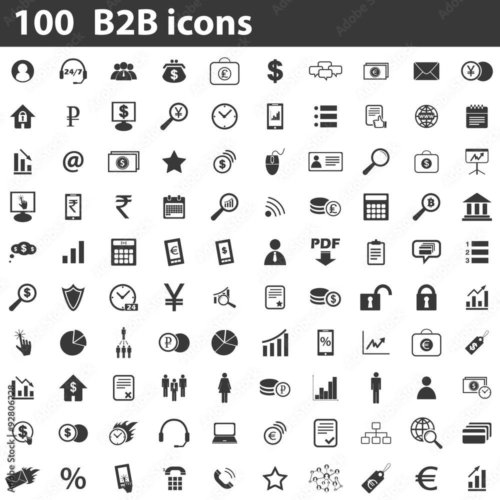 100 B2B icons set Stock Vector | Adobe Stock