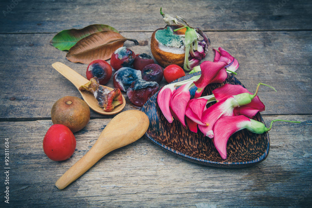 Rotten Vegetables on old wooden Stock Photo | Adobe Stock
