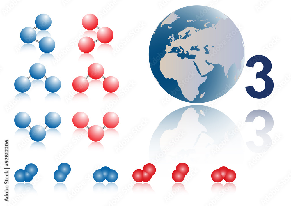 Set molecular model o3. ozone. 3d model. chemical structure. il Stock ...