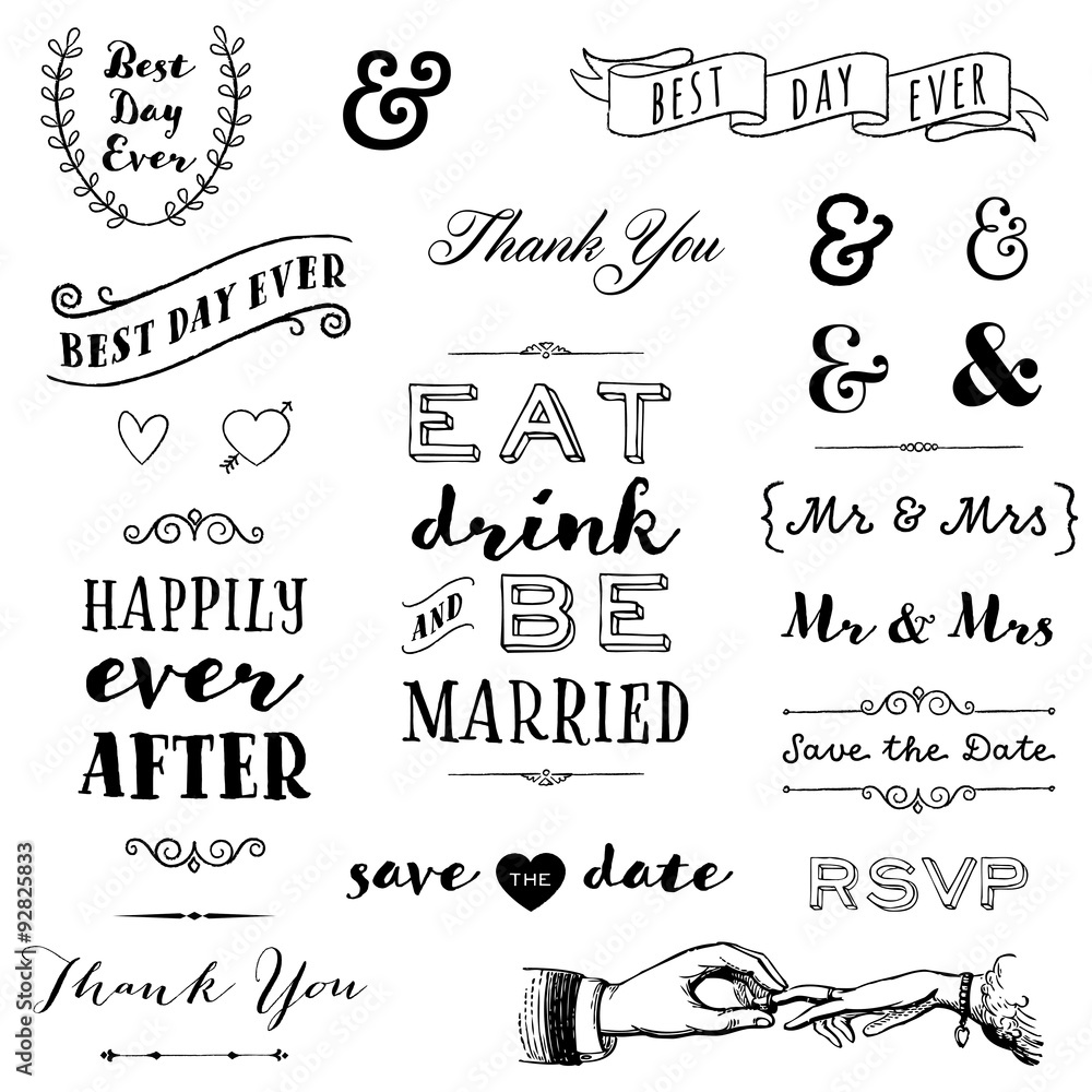 hand drawn wedding typography Stock Vector | Adobe Stock