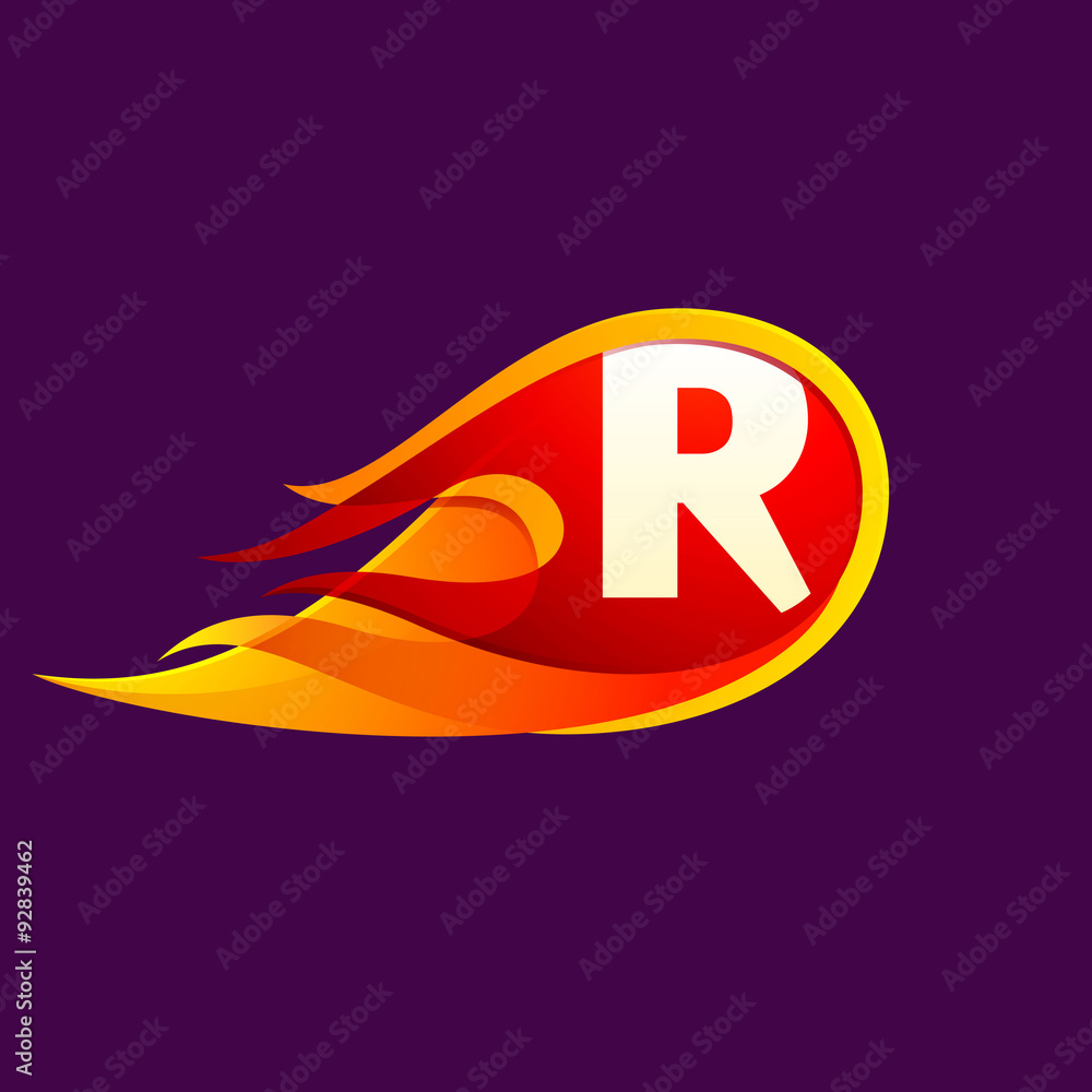 Letter R In Red Fire