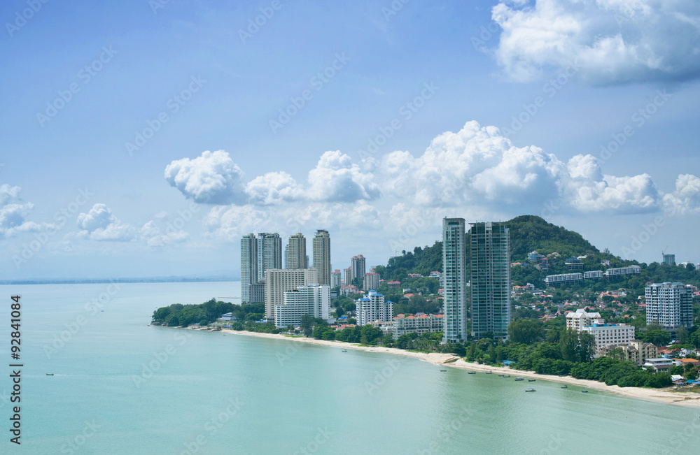 Aerial View of Batu Ferringhi Beach, Penang, Malaysia Stock Photo ...