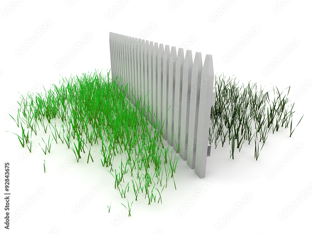 3d: Grass is Always Greener on the Other Side of the Fence Stock ...