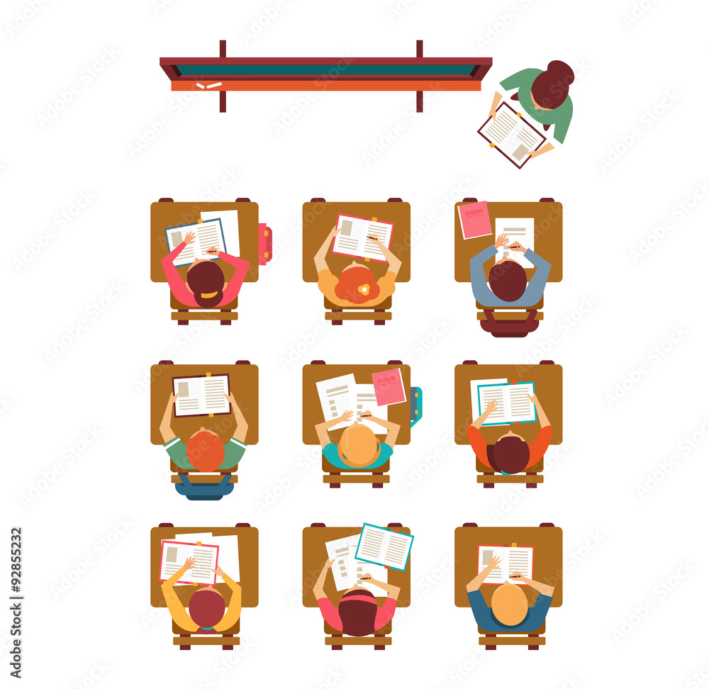 Classroom Top View in Flat design Stock Vector | Adobe Stock