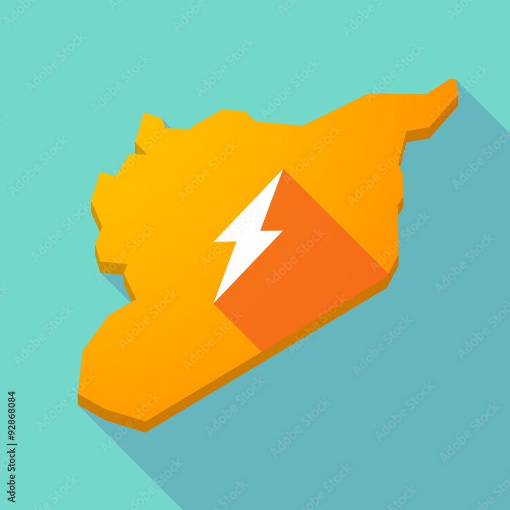 Long shadow Syria map with a lightning Stock Vector | Adobe Stock