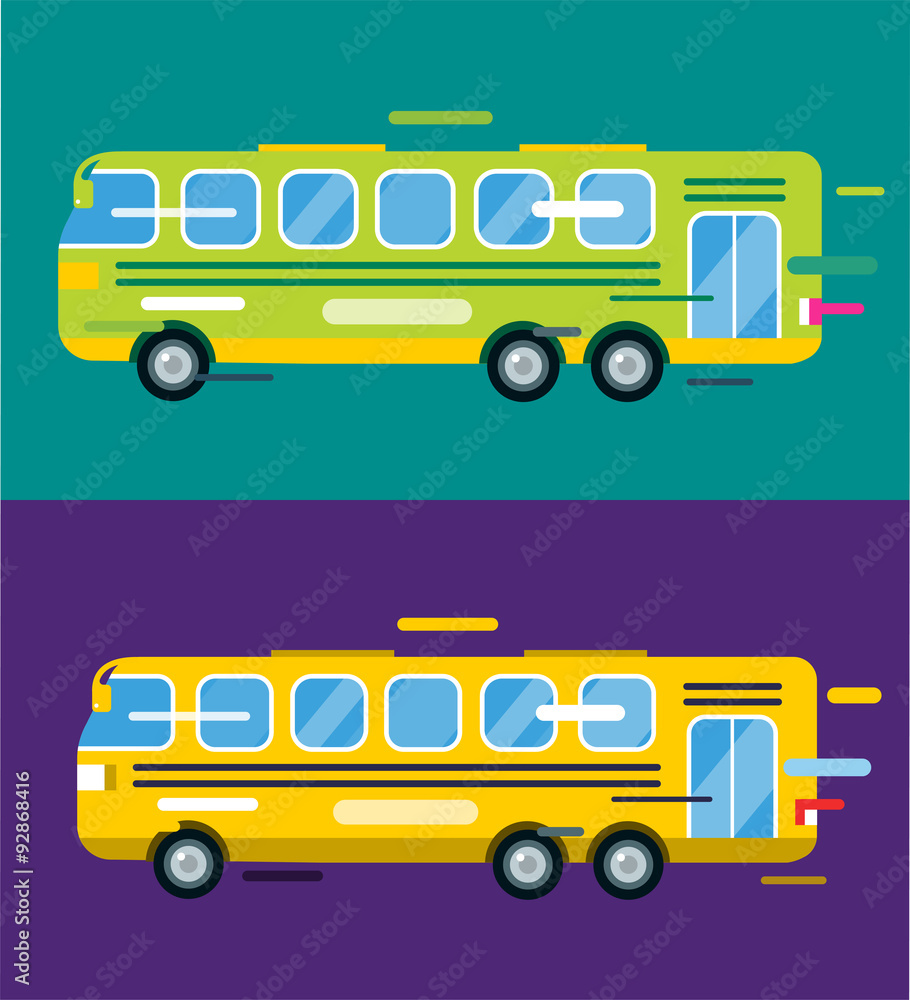 City bus cartoon style vector icon silhouette Stock Vector | Adobe Stock