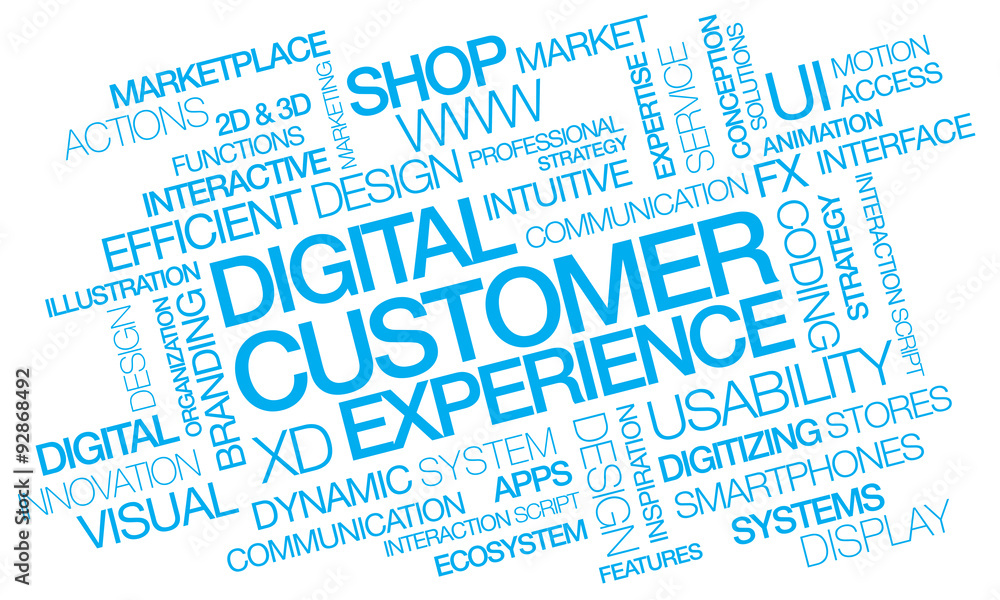 Digital Customer Experience words tag cloud blue text XD Visual ...