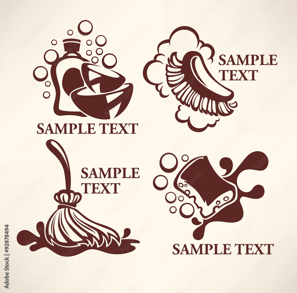cleaning emblems, logo, symbols Stock Vector | Adobe Stock