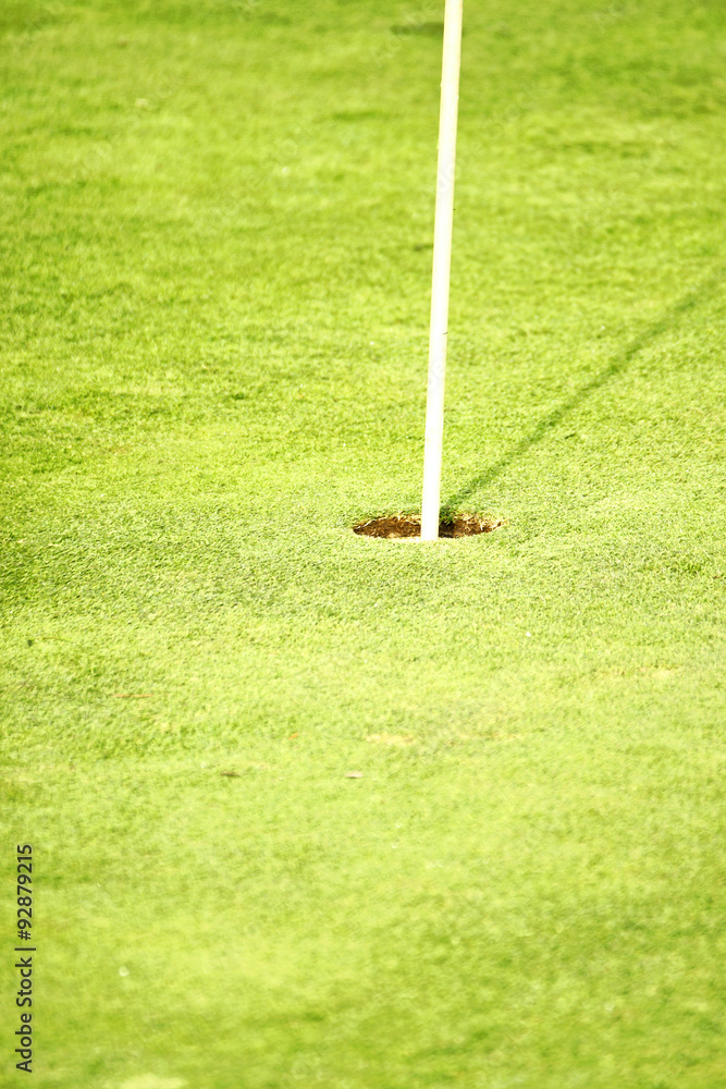 Banderines y hoyos en un campo de golf, Montseny, Barcelona Stock Photo ...