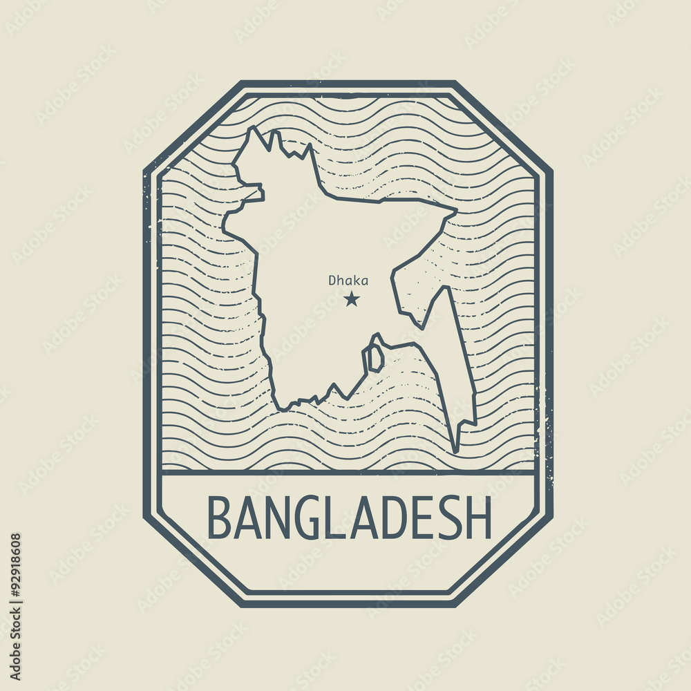 Stamp with the name and map of Bangladesh Stock Vector | Adobe Stock