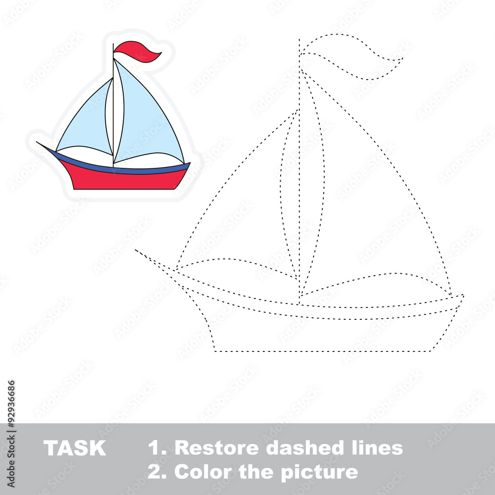 Trace game. Vector boat to be traced. Stock Vector | Adobe Stock