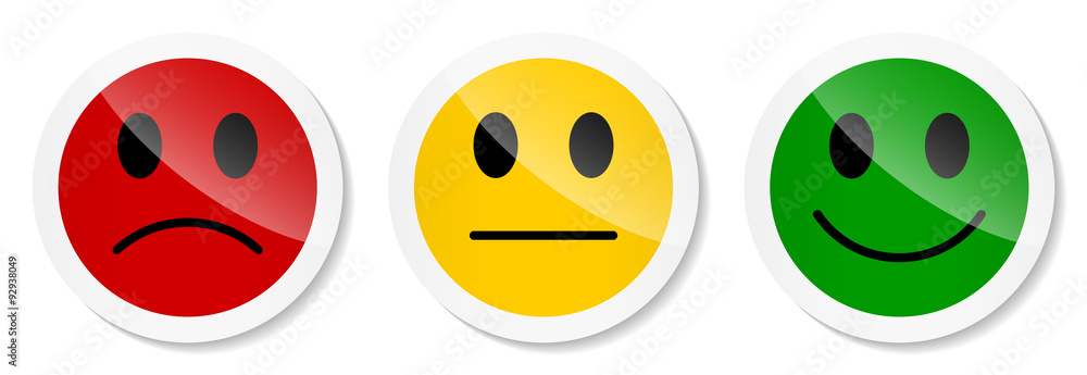 Smileys, Evaluation – Sticker Icons Stock Vector | Adobe Stock