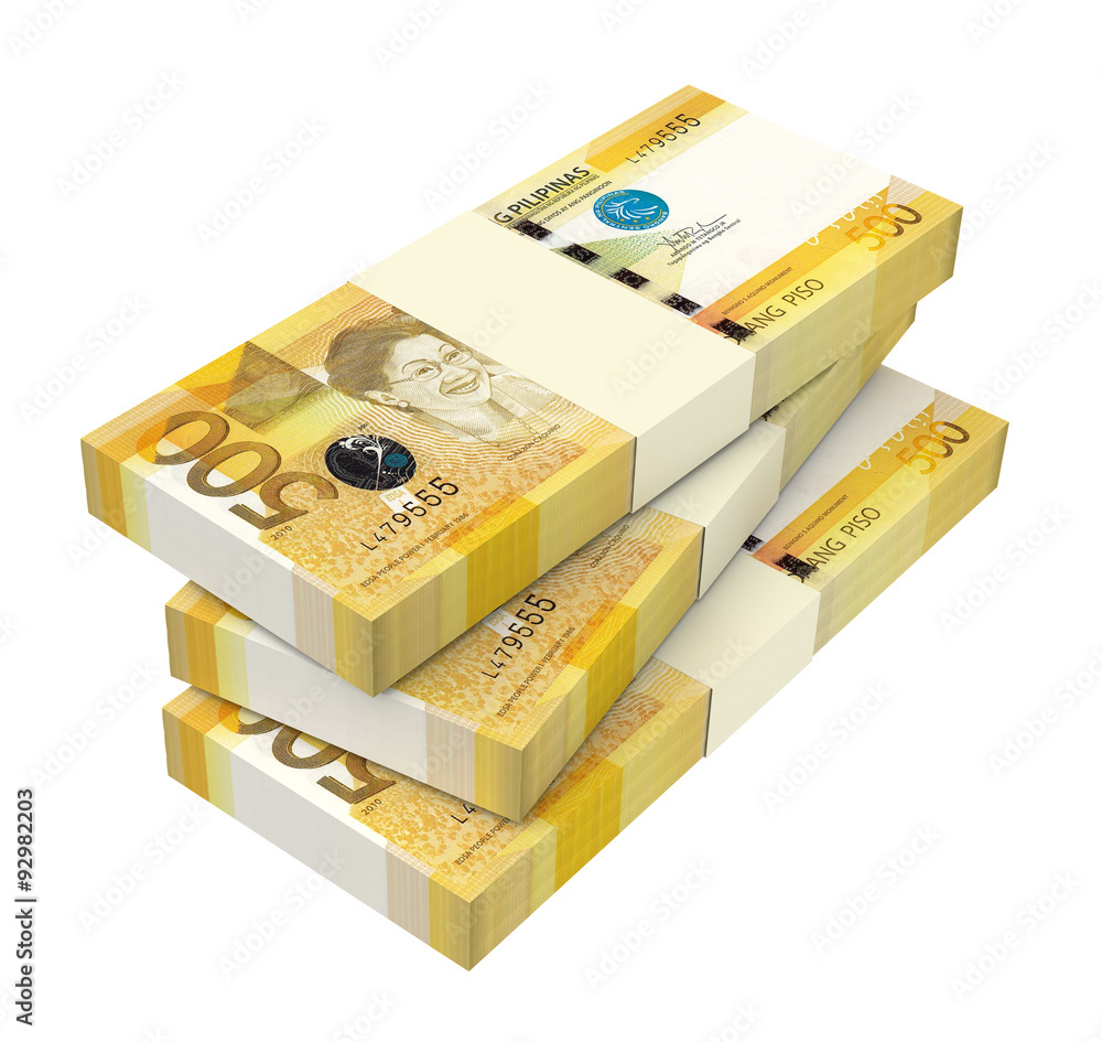 Philippines money isolated on white background. Computer generated 3D ...