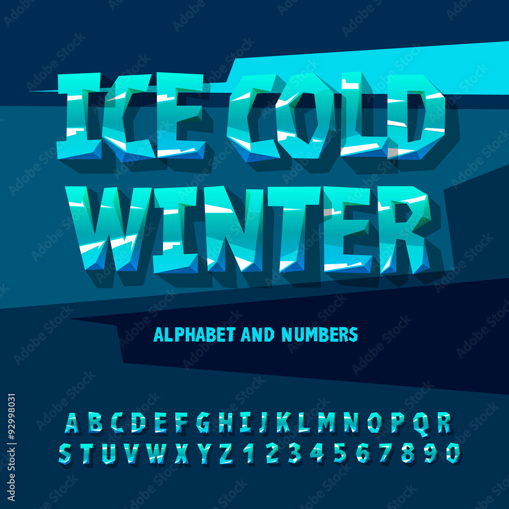 Ice alphabet and numbers, vector illustration. Stock Vector | Adobe Stock