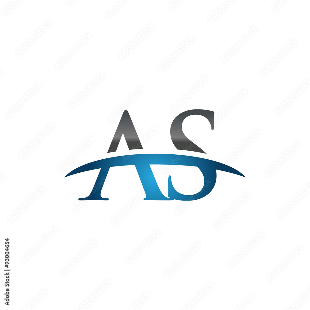 AS initial company swoosh logo blue Stock Vector | Adobe Stock