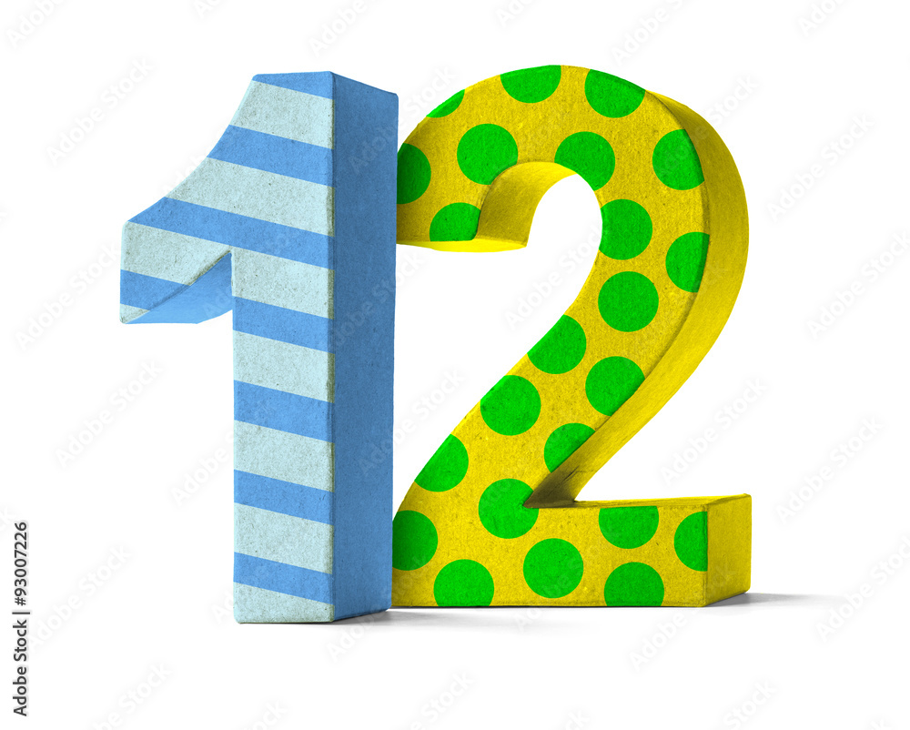 Bunte Zahl aus Pappe - Nummer 12 Stock-Foto | Adobe Stock Bunte Zahl aus Pappe - Nummer 12 Stock-Foto | Adobe Stock