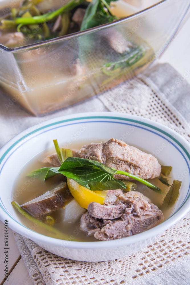 sinigang or tamarind soup with pork and vegetables Stock Photo | Adobe ...