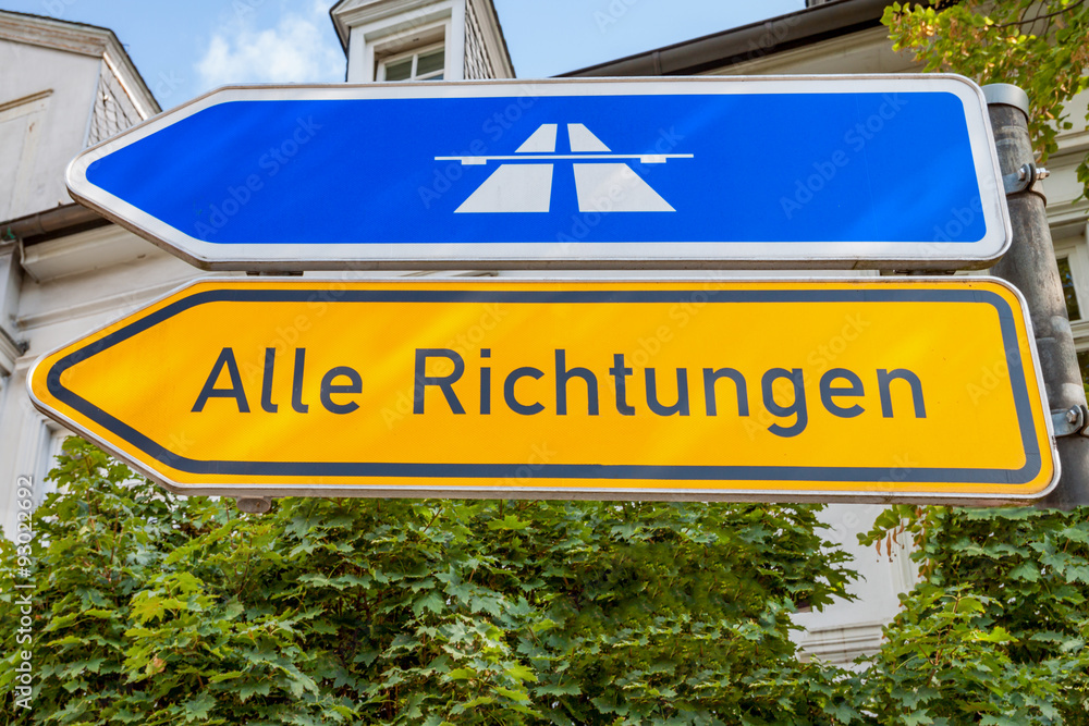 Verkehrsschilder mit Richtungen Stock-Foto | Adobe Stock