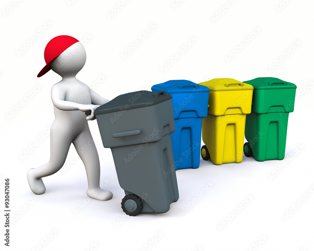 3D Man waste separation Stock Illustration | Adobe Stock