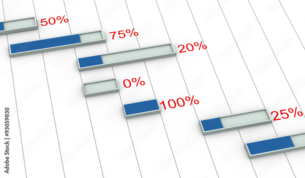 3d gantt chart percentage progress Stock Illustration | Adobe Stock