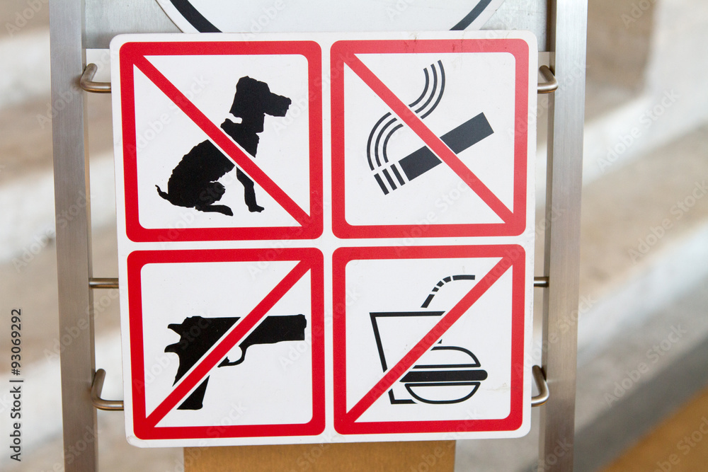 No guns, no Dogs, No smoke, No food. Sign in Vijećnica, Sarajevo Stock ...