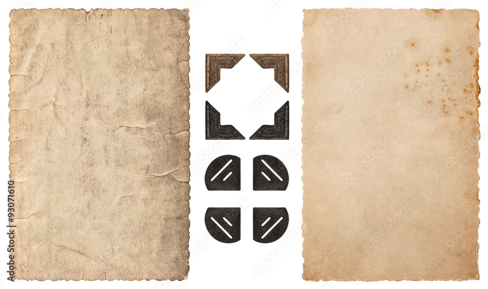 Frame for photos and pictures. Used paper and photo corner Stock Photo ...