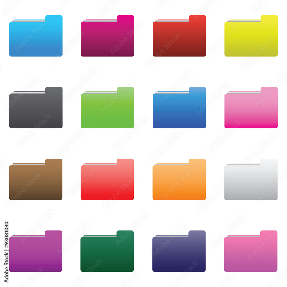 Colorful Folder Icons Set Stock Vector | Adobe Stock