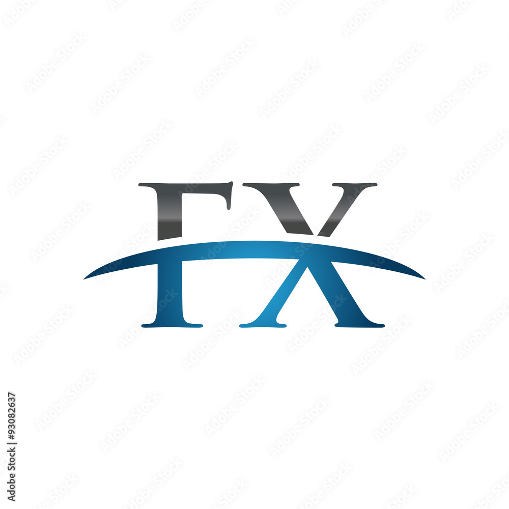 FX initial company swoosh logo blue Stock Vector | Adobe Stock