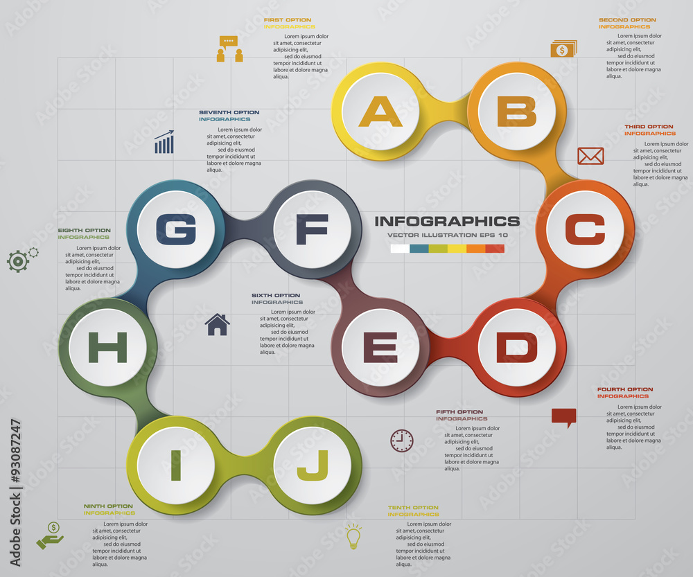 Clean number banners template/graphic or website layout. 10 steps ...
