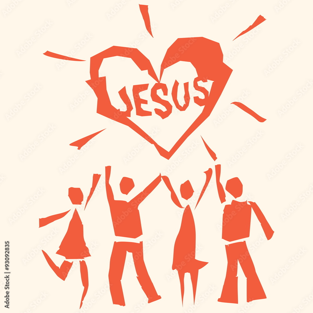 Church logo. Group of people, heart, Jesus, icon, VBS, church group ...