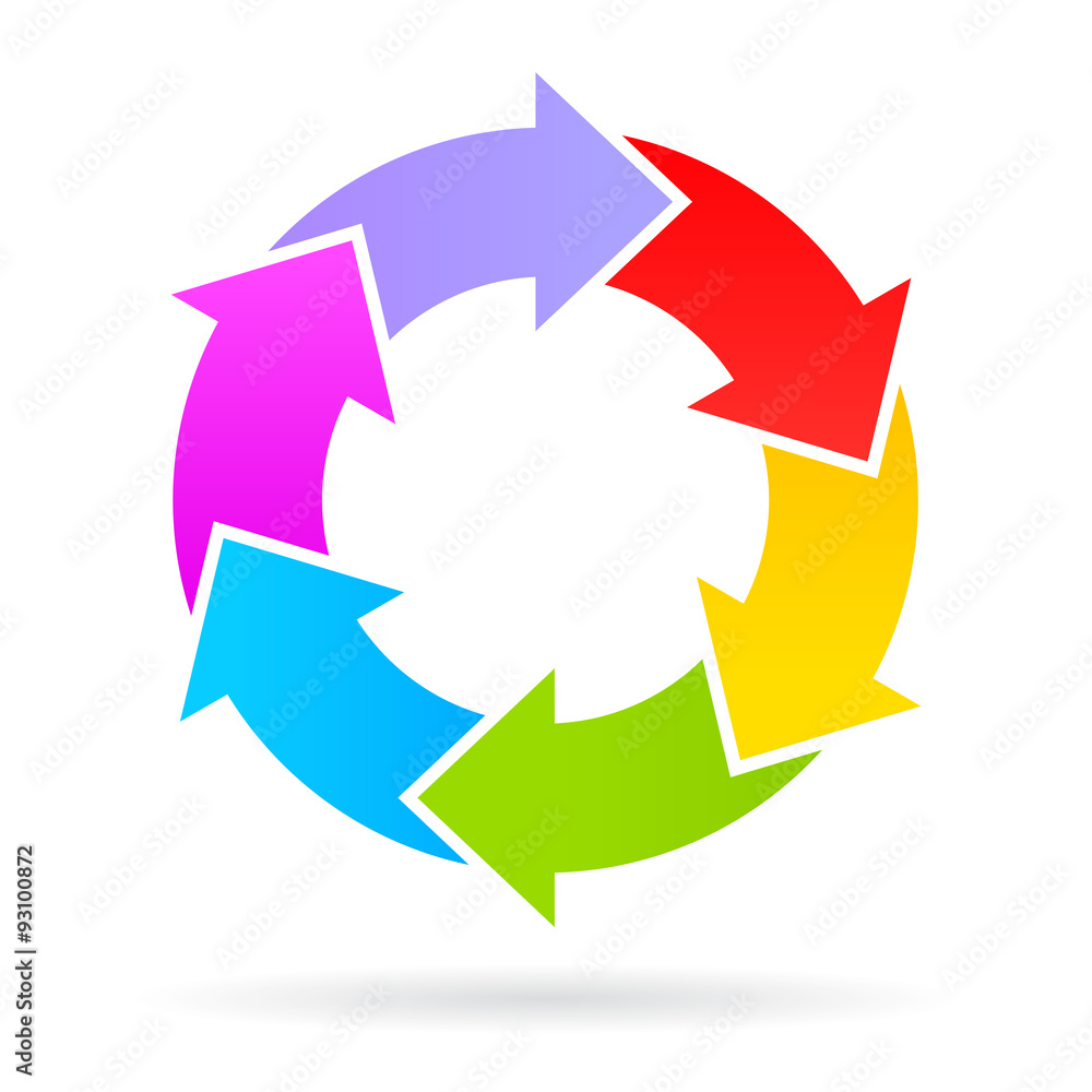 Six arrows cycle chart Stock Vector | Adobe Stock