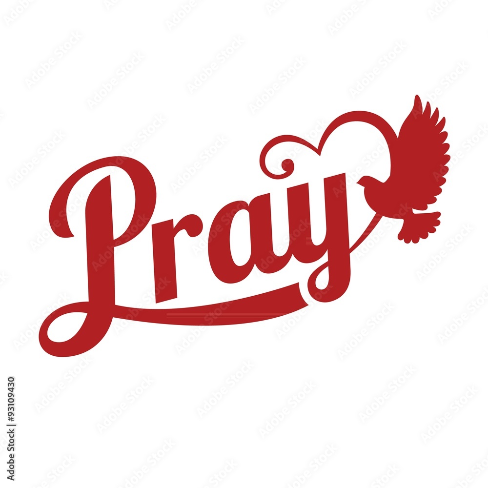 vector typography pray letter with pigeon sign,flat design Stock Vector ...