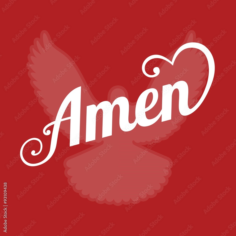 vector typography letter amen and pigeon sign of holy spirit ,flat ...