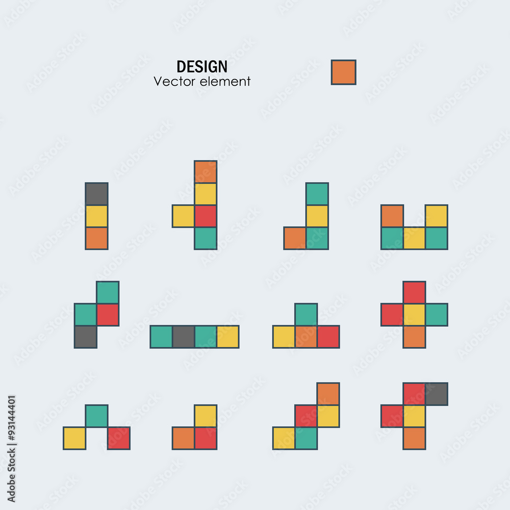 Game tetris square template. Brick game pieces Stock Vector | Adobe Stock
