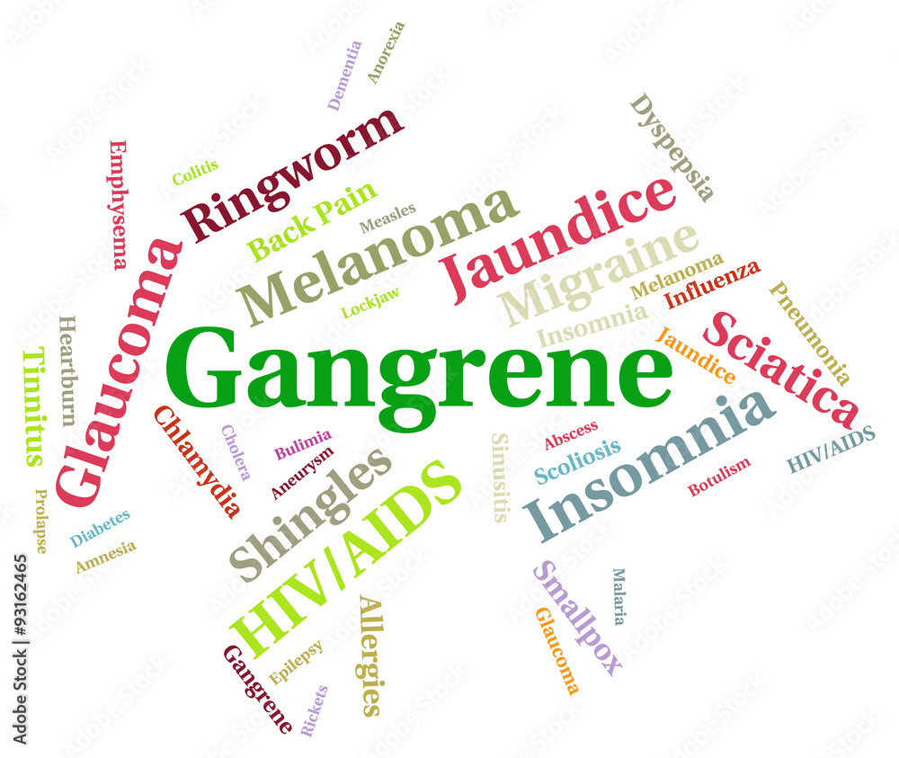 Gangrene Illness Represents Infection Necrosis And Gangrenous Stock ...