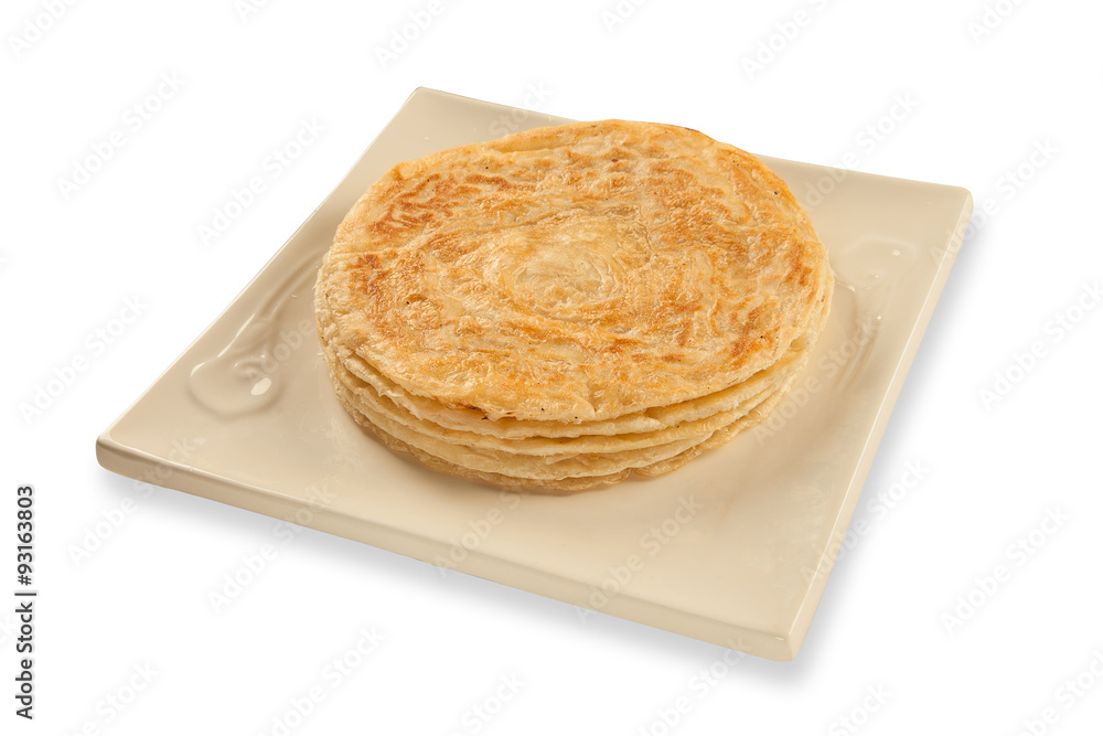 Puri paratha stack on plate isolated on a white background Stock Photo ...