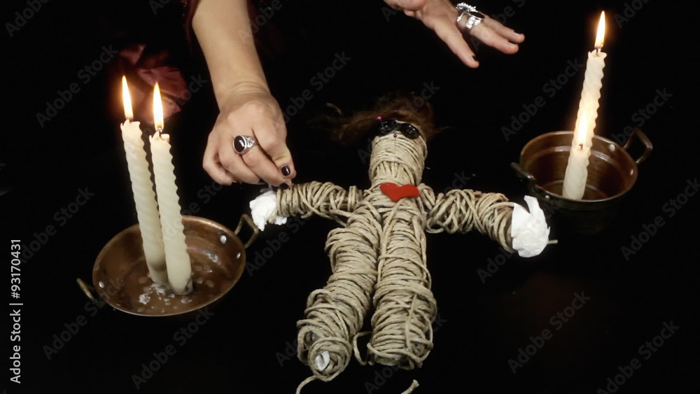 Voodoo doll candles ritual front 2 Stock Video | Adobe Stock