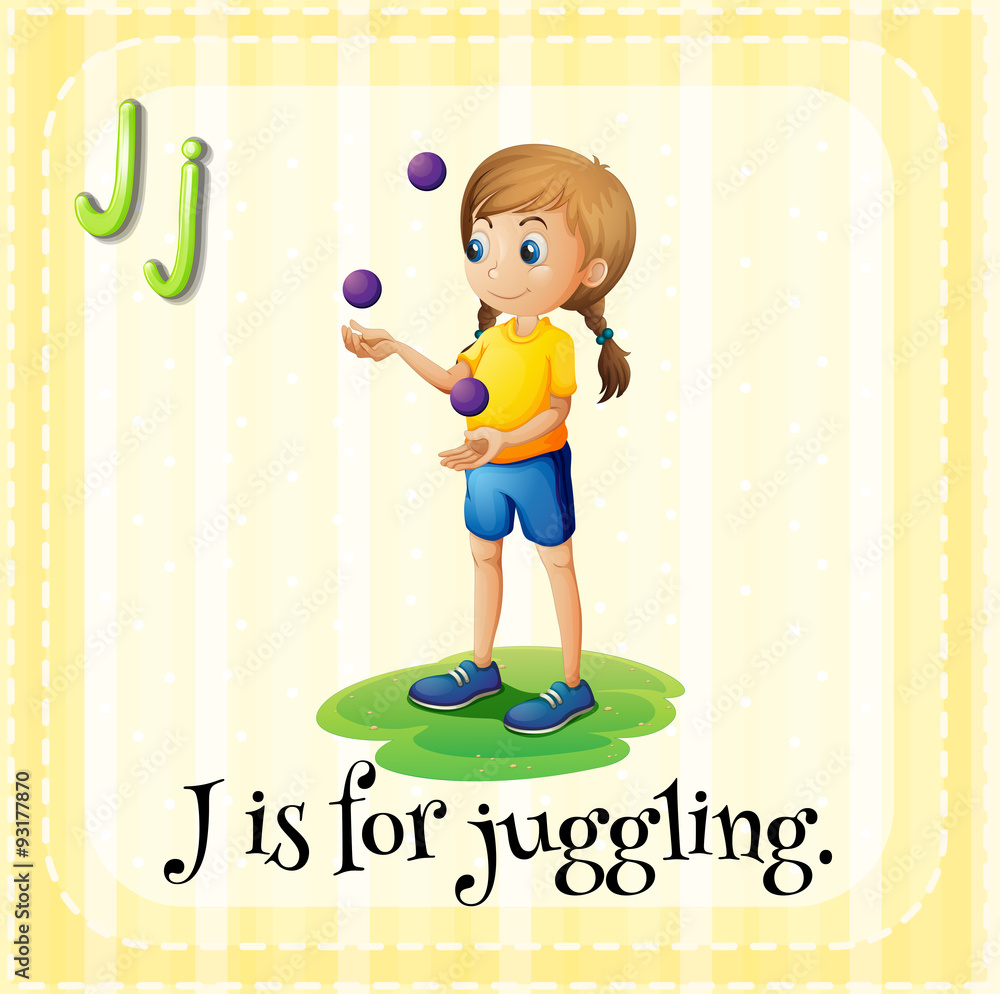 Flashcard letter J is for juggling Stock Vector | Adobe Stock