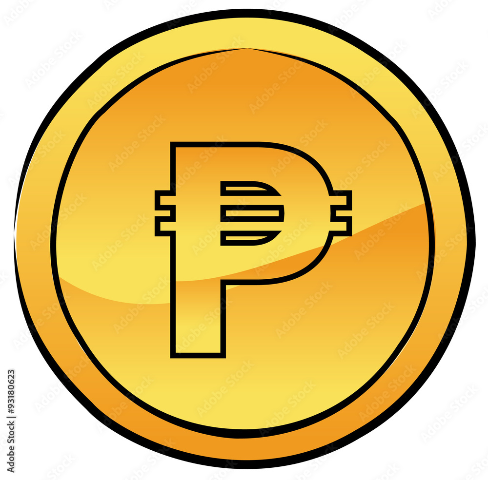 Ilustração do Stock: Peso coin drawing vector icon image | Adobe Stock