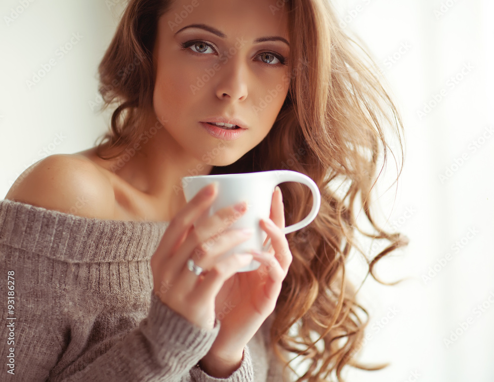 Sexy woman are enjoying the coffee Stock Photo | Adobe Stock