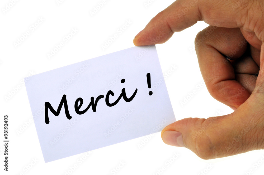 Merci écrit sur une carte de visite Stock Photo | Adobe Stock
