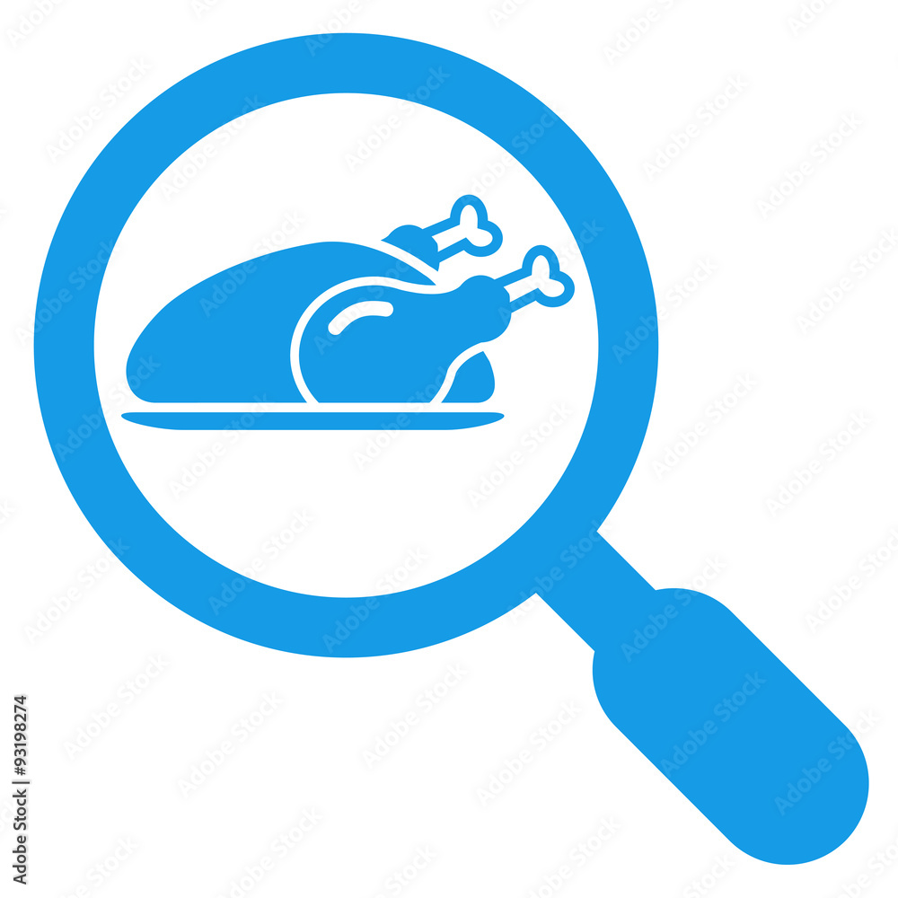 Icono aislado lupa pavo asado azul Stock Illustration | Adobe Stock